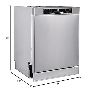 RCA RZ0842 Front Control-Built in FULLSIZE Dishwasher, 57 DBA, Stainless Steel, 24” WIDE, Stainless