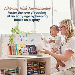 ECR4Kids Tabletop Book Display, Adjustable, Library Storage, White Wash
