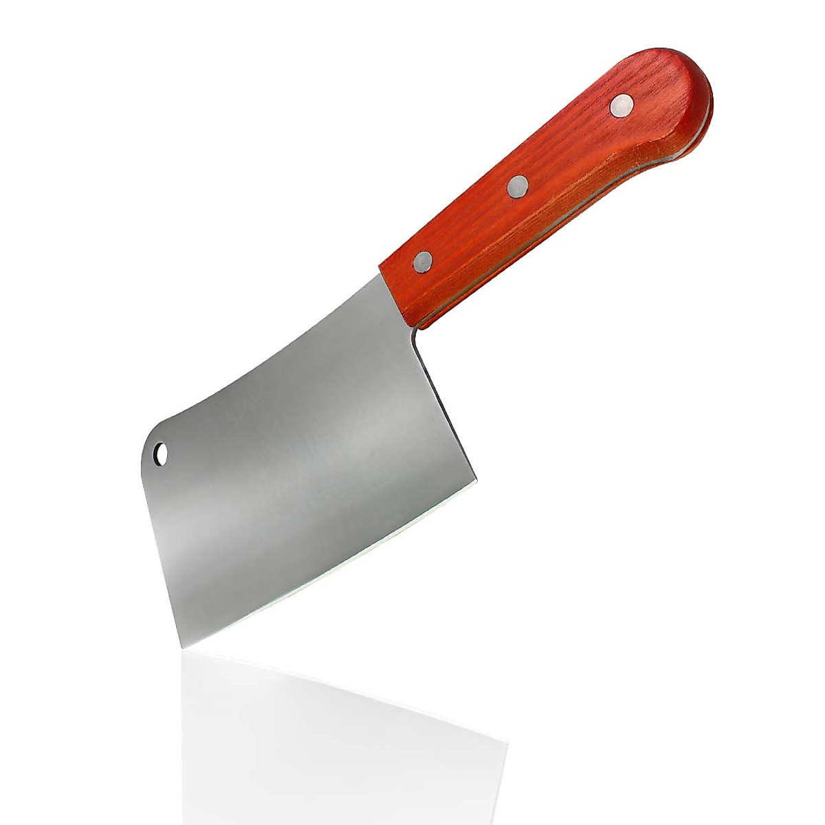 Professional Meat Cleaver - Stainless Steel Chopper with Natural Wood Handle Heavy-Duty Professional Butcher Knife Perfect to Cut and Chop Meat, Bones, Vegetables(8" blade / 14.5" total)