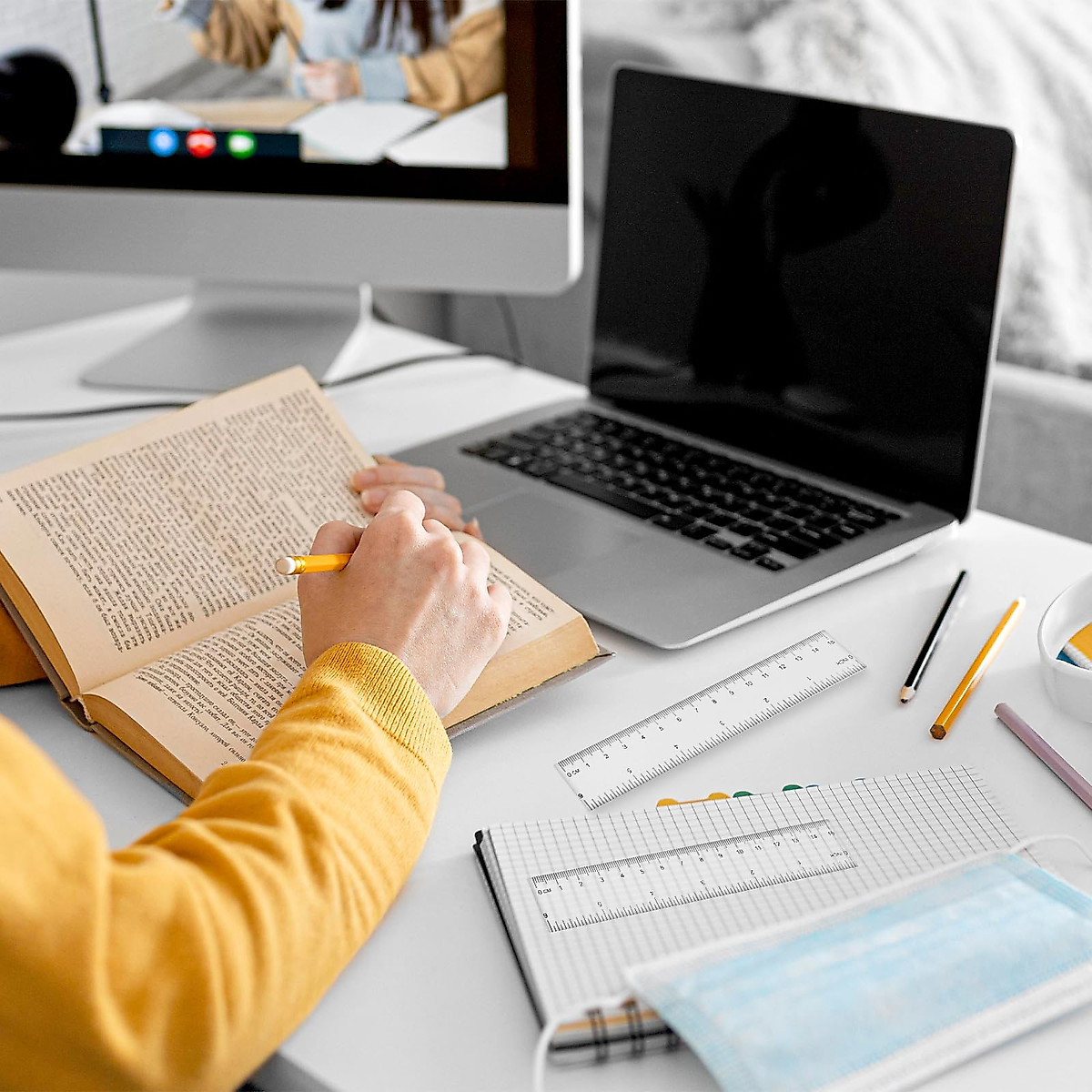 6Pcs 6 inch Ruler Clear Plastic Ruler Plastic Ruler Drafting Tools, Straight Shatterproof Rulers Transparent Rulers for Office Supply Ruler (Clear)