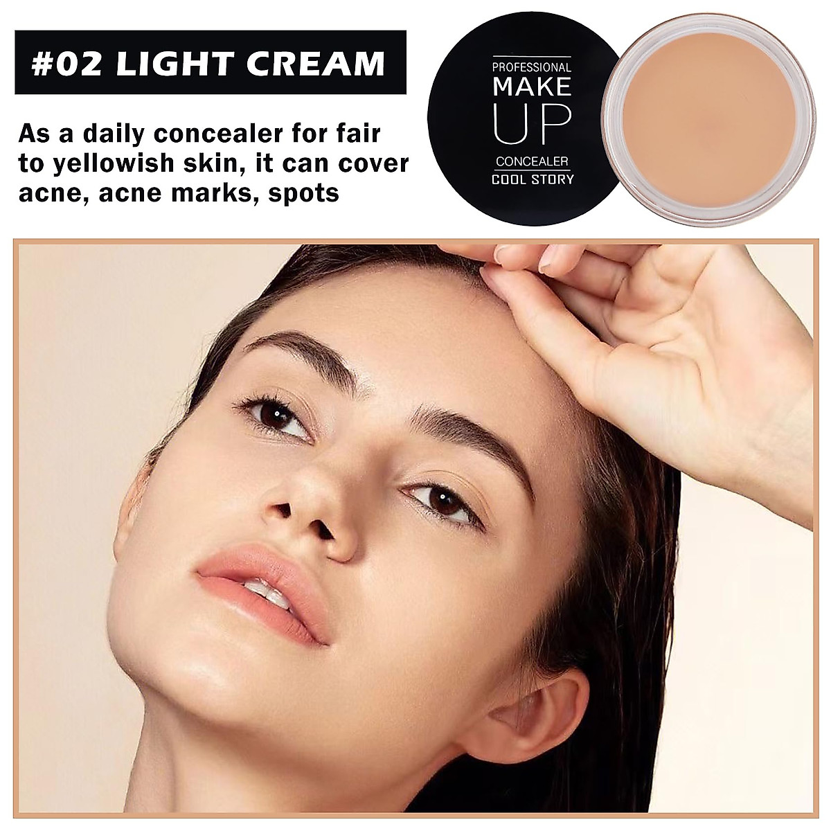 Under Eye Concealer for Dark Circles Color Corrector Pro Concealer Full Coverage Concealer de oieras Long-lasting Cover up Makeup Waterproof Concealer Makeup -02 LIGHT CREAM