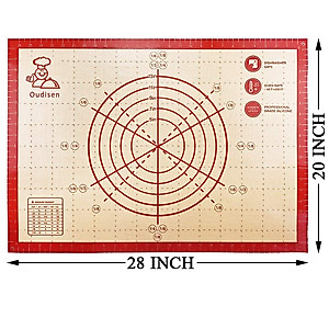 Silicone Baking Mat Pastry Mat Non Slip Non Stick Extra Large Bread Kneading Board with Measurements for Rolling Dough Thicken