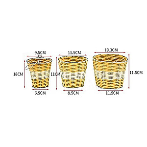 Generl Oval-3 pieces-wicker hand-woven Easter basket 7 inches, 5 inches, 3 inches, with handle) Woven frame-oval willow basket with stainless steel lining
