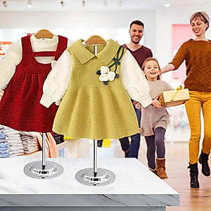 ZUDKSUY Pack of 2 Adjustable T-Shape Clothes Display Rack Children's Clothing Clothes Rack Thickened Chassis Shirt Rack Retractable Size (16"~28") Khaki Metal Hanger