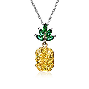 Zealmer Women Cubic Zirconia Pineapple Pendant Necklace