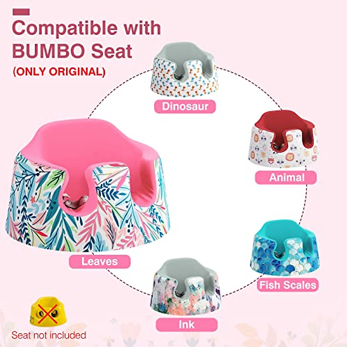 Zooawa Seat Cover Compatible with Bumbo Seat, Baby Seat Cover Children Chair Protector Washable Baby Booster Seat Accessory, Infant Comfortable Seat Cover Compatible with Bumbo Seat, Pink