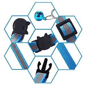 Flymind 18Pcs Reflective Cat ID Collars with Bell Adjustable 19-32cm, Soft Nylon Adjustable Breakaway Identification Collars for Puppy Kittens