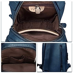IVTG Genuine Leather Sling Bag for Men Crossbody Casual Hiking Daypack Vintage Handmade Chest Shoulder Backpack