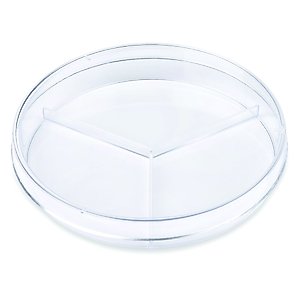 Plastic Petri Dish, 90x15mm, 3 Compartments, 3 Vents, Polystyrene, E.O. Sterile, Karter Scientific 236U2 (Pack of 10)