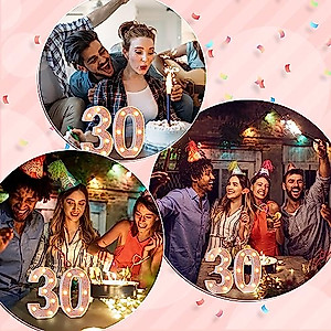 8.7'' Decorative LED Light up Numbers, Light up Number Sign for Night Birthday Party Decorations Happy Birthday LED Sign Backdrop Anniversary Wedding Party Bar Wall Decor (Rose Gold,30th)