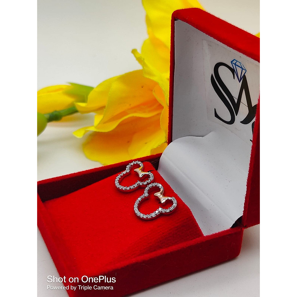 Sidapsjewels 0.18 Ct Mickey Mouse & Minnie Mouse Diamond Outline Stud Earrings 14K White Gold Over