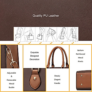 CHICAROUSAL Crossbody Purses and Handbags for Women PU Leather Tote Top Handle Satchel Shoulder Bags (Dark Brown -BR)