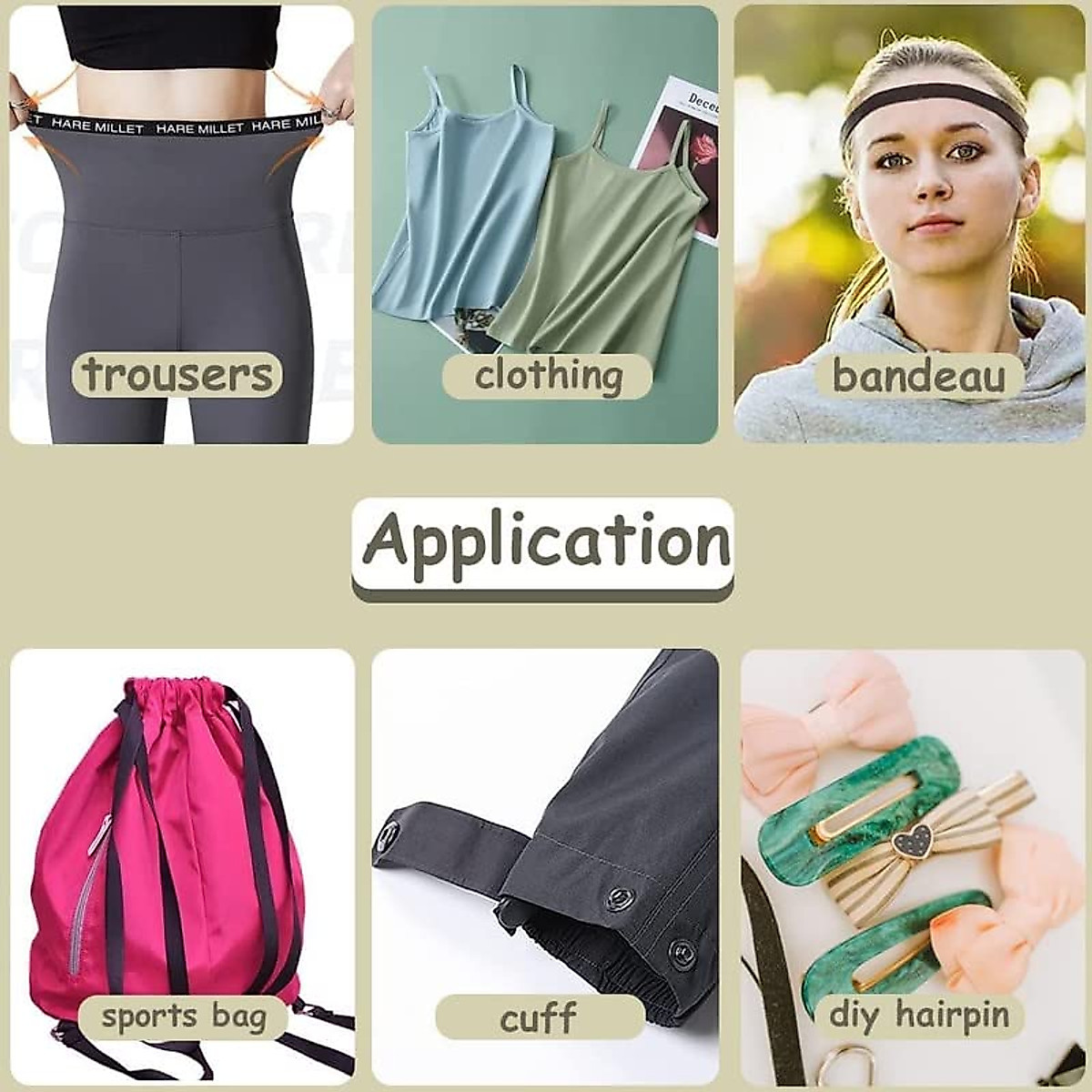 Bristlegrass Elastic Band for Sewing, 3/8 Inch 2 Yard Tan Elastic Band for Pants, Wide Elastic Band for Wig, High Elastic Waist Band (2Y 3/8" Tan)