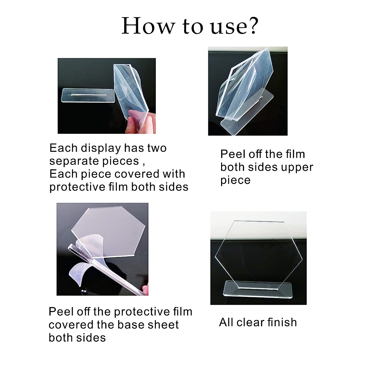 5 Sets Acrylic Blanks Hexagon with Stand,DIY Clear Wedding Signs,Personalized Hand Lettered Table Numbers (2.5'')