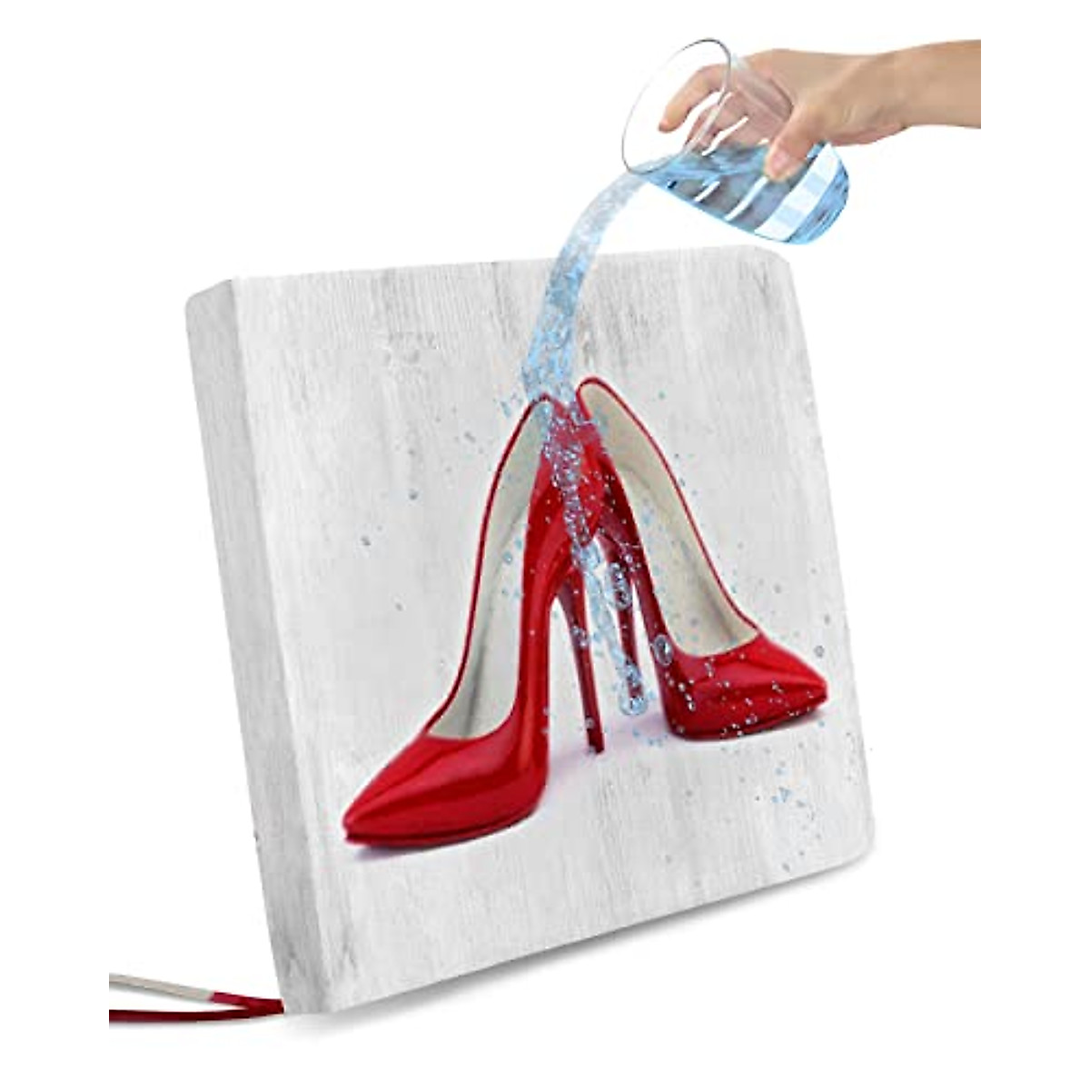 Chair Seat Covers Set of 4 Red High Heels Waterproof Outdoor Seat Covers Wood Grain Chair Covers for Dining Room Removable Kitchen Chair Covers Slipcovers for Dining Garden