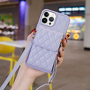 Furiet Crossbody Wallet Case for iPhone 14 Pro Max 6.7 inch Leather Kickstand Purse Case with Card Slot Holder Lanyard Strap Phone Cover for iPhone14promax 5G i Phone14Max Plus iPhone14 ProMax Purple