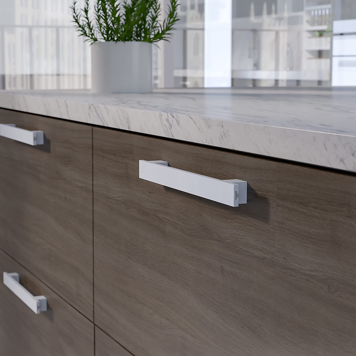 Richelieu Hardware 6899224300 8 13/16 in (224 mm) Center Matte White Contemporary Cabinet Pull