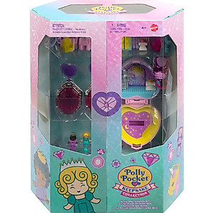 Polly Pocket Collector Compact with 2 Dolls, Keepsake Collection Royal Ball Jewelry Accessories Set, Collectible Toy with Unicorn Castle Theme