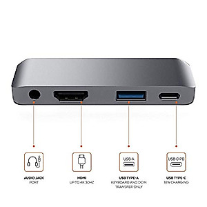 USB C Hub Multiport Adapter 4 in 1 Portable Dongle with 4K HDMI 1xUSB Ports AUX Audio and PD Charger