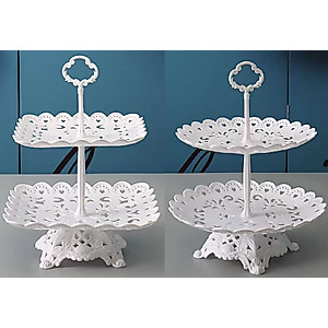 2 Tier Plastic Cupcake Stand, 2 Tier Serving Tray, Dessert Stands, Tea Party Supplies, Party Table Decoration, Dessert Display Stands, Cookie Trays for Parties, 2 Pack