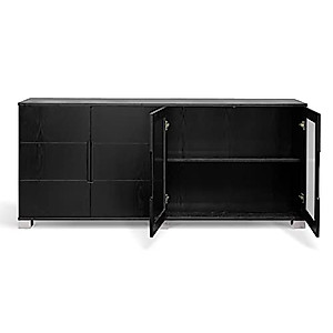 Zuri Furniture Hayes Modern Cabinet with Glass Doors - Black Oak