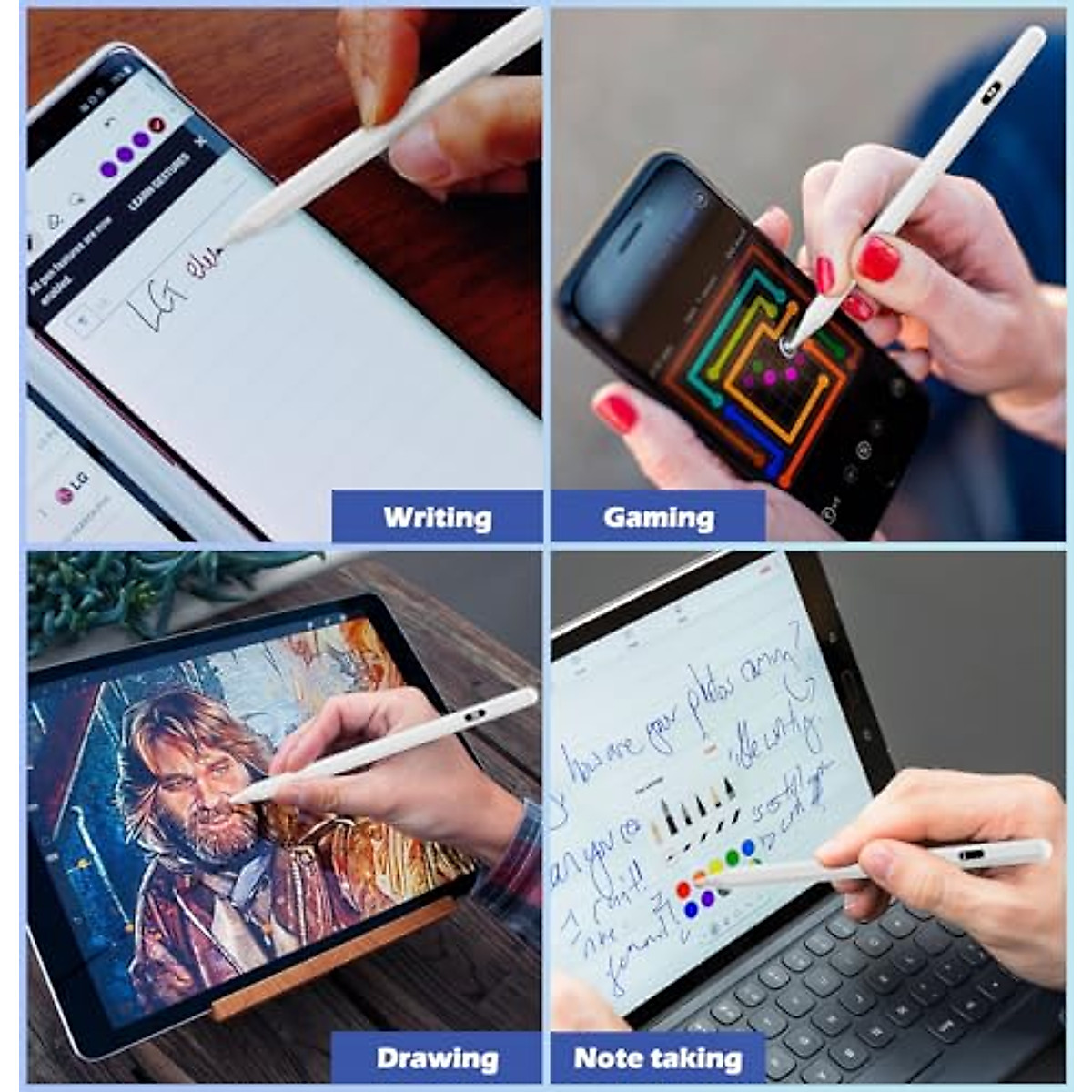 MoKo Stylus Pens for Touch Screens, Fast Charge Stylus Pen for Apple iPad/iPhone/Samsung/Lenovo/iOS/Android Tablets&Smart Phone Universal Stylus Capacitive Screen Pencil with Power Display, White