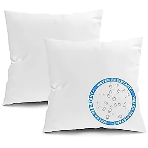 Fixwal 22x22 Inches Outdoor Pillow Inserts Set of 2, Waterproof Decorative Throw Pillows Insert, Square Pillow Form for Patio, Furniture, Bed, Living Room, Garden (White)