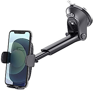 APPS2Car Suction Cup Car Phone Holder Mount, Dashboard/Windshield/Window Phone Holder for Car with Ultra Sticky Gel Pad, Compatible with iPhone, Samsung, All Cellphone, Thick Case & Big Phone Friendly