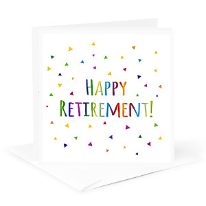 Happy Retirement colorful text celebrating retirement- Greeting Cards, 6 x 6 inches, set of 12 (gc_202096_2)