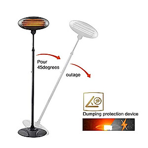 Patio Heater Indoor - Outdoor Electric Heater - 1500W Carbon Infrared Heater Floor Standing - Patio Heater,Infrared Heater,3 Power Levels Patio Heater,Waterproof for Garden,Garage,Bedroom