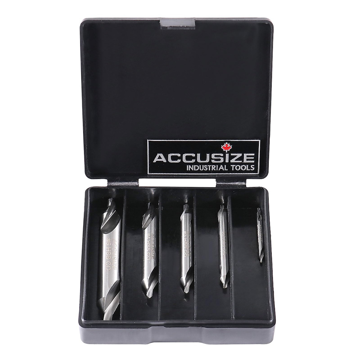 Accusize Industrial Tools 5pc ANSI M42 (H.S.S. + 8% Cobalt) Center Drill Set, 0556-5500