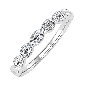 1/10 Carat Twisted Diamond Wedding Band Ring in 14k White Gold (Ring Size 10.25) (I1-I2 Clarity)