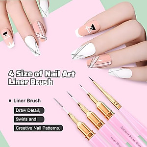 Komall Nail Art Brushes Set, 8Pcs Gel Polish Nail Art Design Painting Tools with Nail Extension Gel Brush Builder, Thin Nail Art Liner Brush and Nail Dotting Pen for Salon Home Diy Manicure 1