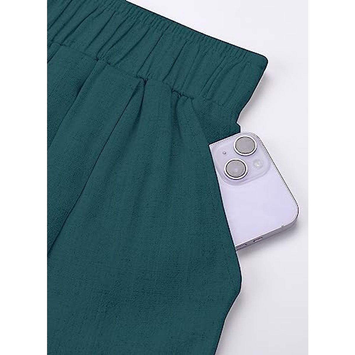 Beaully Women's Summer Linen Pants Casual Loose High Waist Wide Leg Long Pants Trousers with Pockets 6096 Lake Blue XX-Large