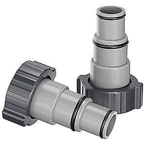 SHAPON Replacement Hose Adapter w/Collar for Threaded Connection Pumps & Plunger Valve, Converts 1.5" and 1.25" Hoses for Intex Above Ground Swimming Pool, Pool Accessories (2 Pack)