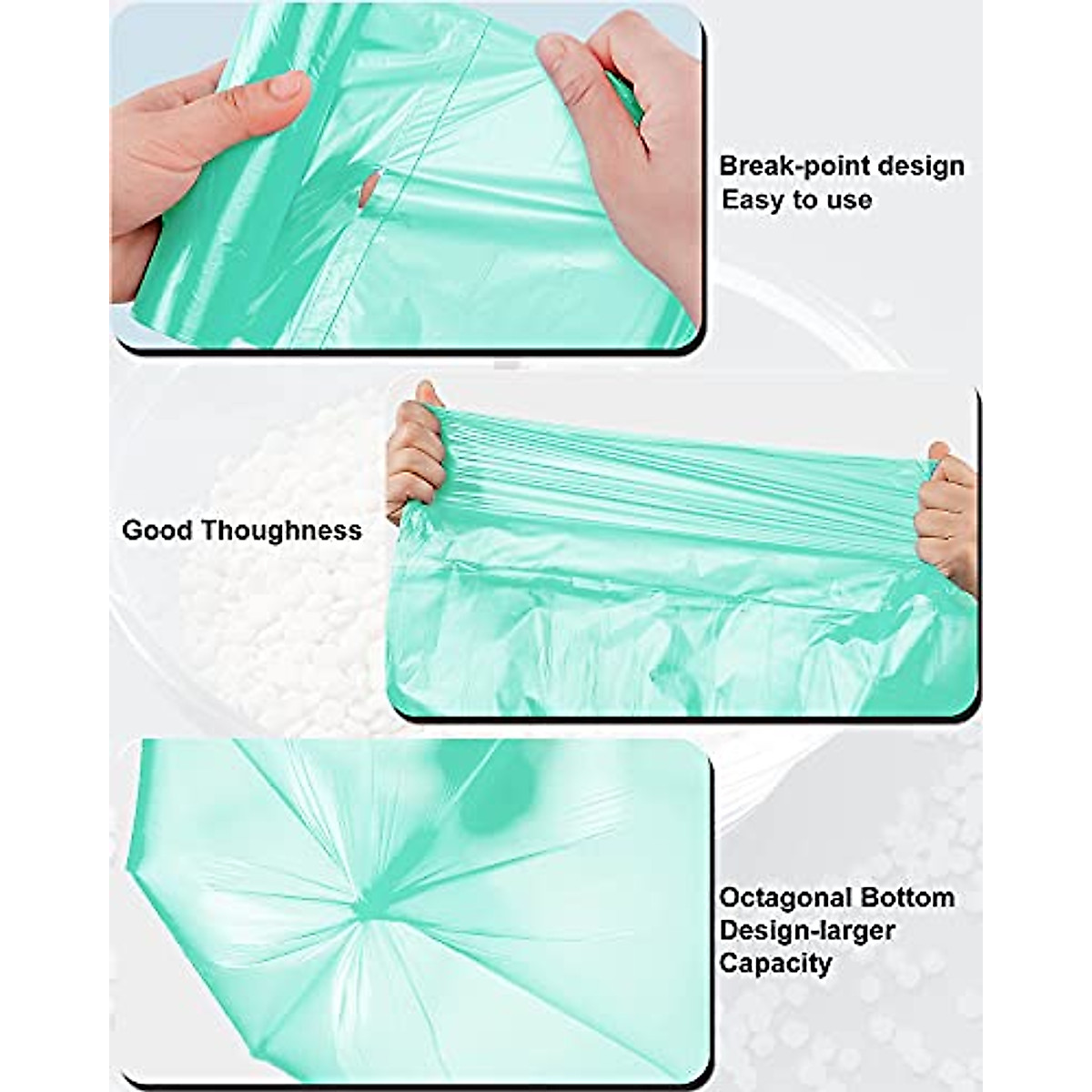 4-6 Gallon Small Trash Bags Compostable Trash Bags,AYOTEE 60 Count Ultra Strong Unscented Garbage Bags Mini Trash Bags Waste Basket Liners for Bathroom, Kitchen,Bedroom, Office, Pet, Car(Green)