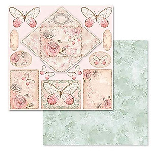 Stamperia Intl Double-Sided Paper Pad-Shabby Rose, 30.5 x 30.5 (12" x 12"), Multicoloured