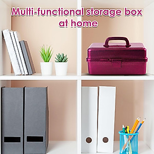 Glitter Pink Three-Layer Multipurpose Art&Craft Tool Storage Box,Carry Tackle Box Sewing Box Organizer,Medicine box,Cosmetic box,art supply box