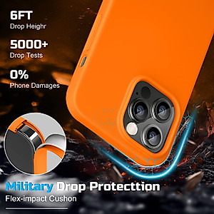 DTTO Compatible with iPhone 14 Pro Max Case, Ultra Slim Soft Premium Liquid Silicone [Military Grade Drop Protection] Full-Body Protective Bumper Phone Case for iPhone 14 Pro Max 6.7"(2022)- Orange