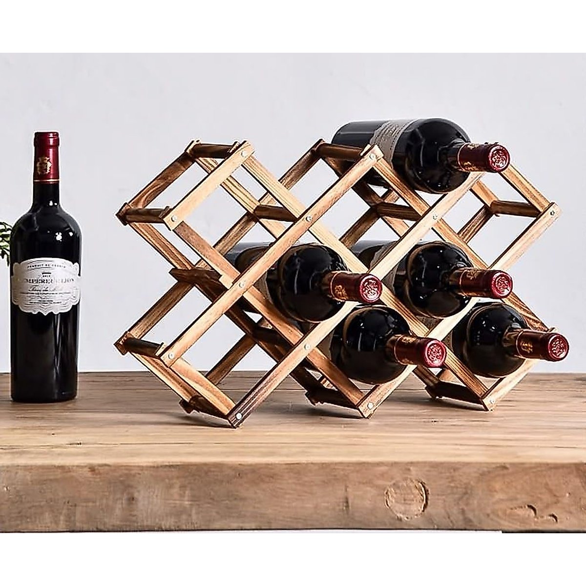LoongZDD Freestanding Stackable Wine Rack Organizer for Countertop and Cabinets with Foldable Design and Scratch-Resistant Protector