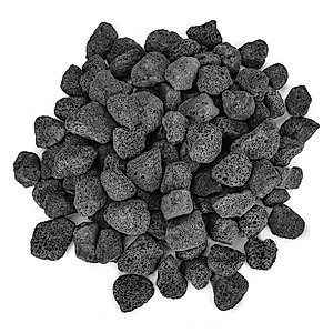 Stanbroil 10 Pounds Black Lava Rock Granules, Decorative Landscaping for Fire Bowls, Fire Pits, Gas Log Sets, Indoor or Outdoor Fireplaces(1 1/5" - 2")