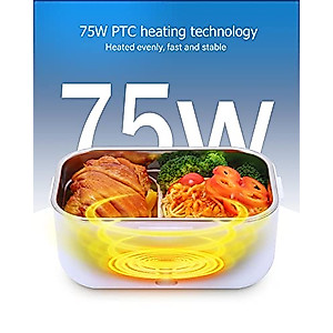 Rhudaky Electric Lunch Box (66 oz & 75W) Food Heater, 3 in 1 Heated Lunch Boxes for Adults,Portable Food Warmer -Self Heating Box for Work/Car/Truck with Large Insulated Lunch Bag