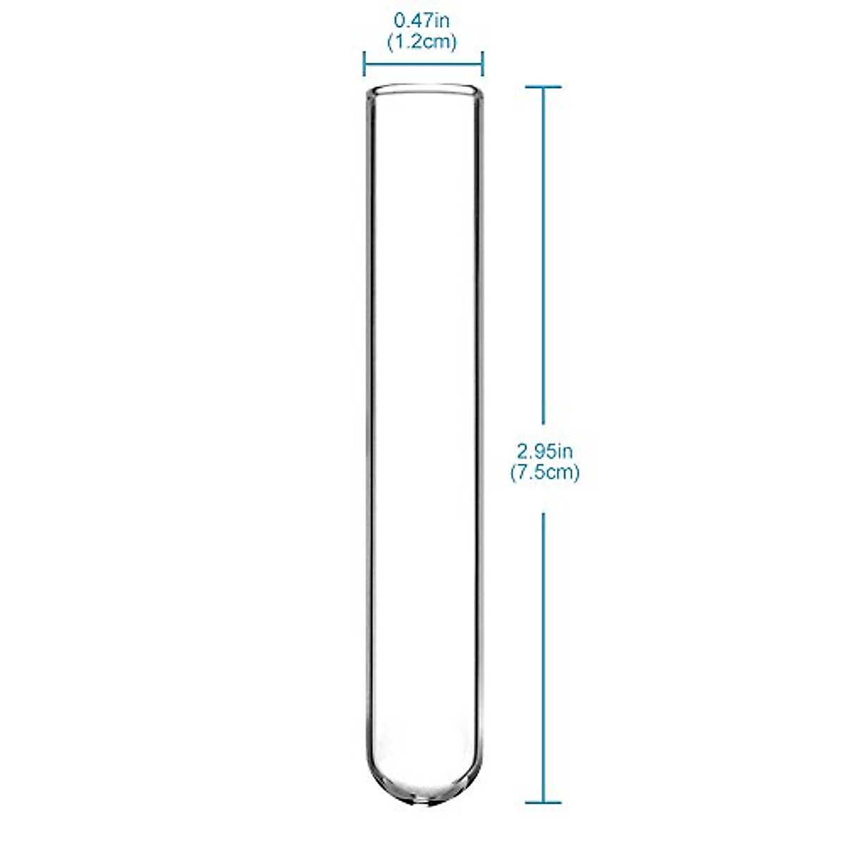 StonyLab 200 Pack Borosilicate Glass Round Bottom Test Tubes, 12 mm OD X 75 mm Length (200 Pack)