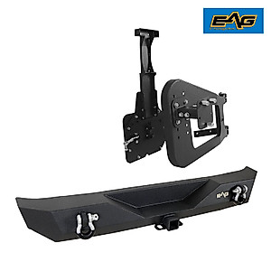 EAG JK Rear Bumper W/Tire Carrier & Adjustable Tire Mount Fit for 2007-2018 Wrangler JK