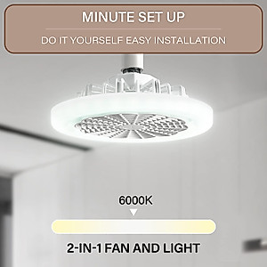 YHPOYLP 10Inch Enclosed Ceiling Fan with Light,Socket Fan Light Enclosed Ceiling Fans with Lights and Remote, 10'' Mini Bladeless Ceiling Fan with Light, for Kitchen Bathroom