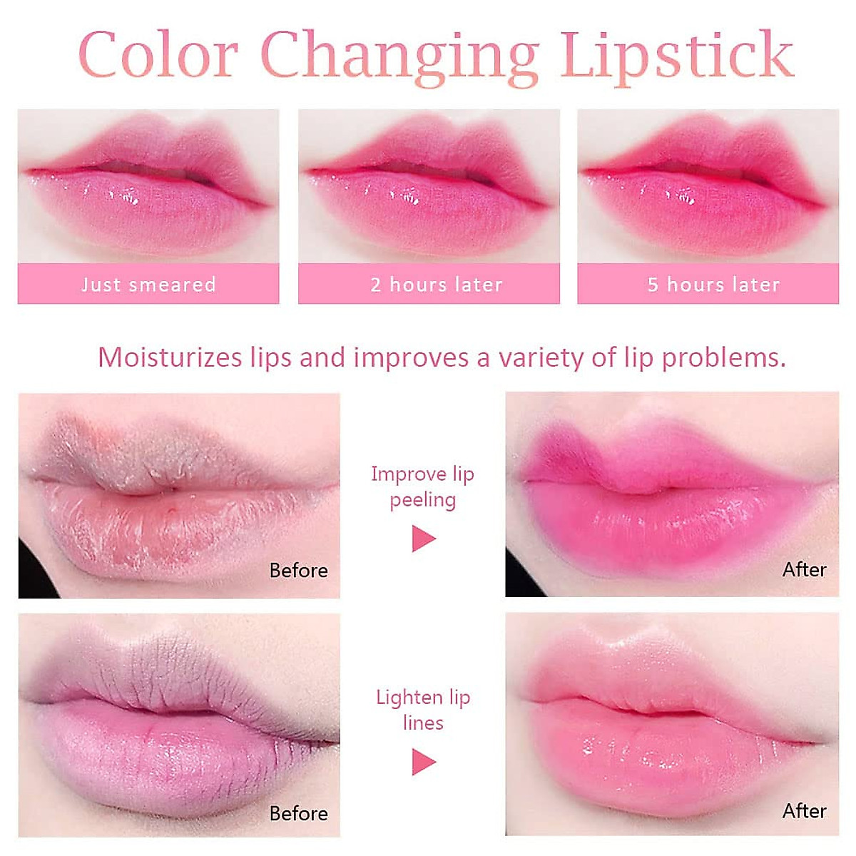 evpct 3Pcs Peach Strawberry Watermelon Mini Clear Color Change Changing PH Tinted Lip Gloss Balm Set for Women Girls Lip Oil Gloss Tint Stain Glaze Pack bulk labiales magicos brillos para labios