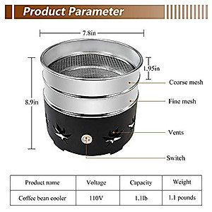 JIAWANSHUN 1.1lb Coffee Bean Cooler Electric Coffee Beans Cooling Machine No Chaff for Home Coffee Use (110V, black)