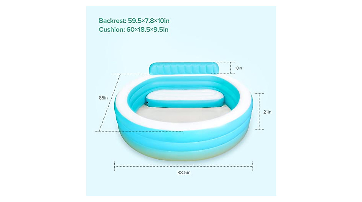 Inflatable Swimming Pool for Families - 88 x 85 x 30 Oversized Kiddie Pool