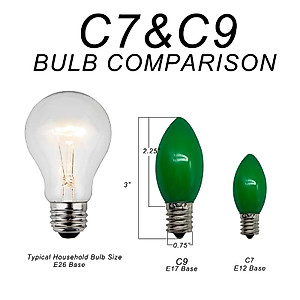 ShineU 25 Pack C9 LED Replacement Christmas Light Bulbs, E17 Base Led Bulb Outdoor Christmas Lights, Waterproof Commercial Grade Holiday Decoration Replacement Bulbs for String Lights (Green)