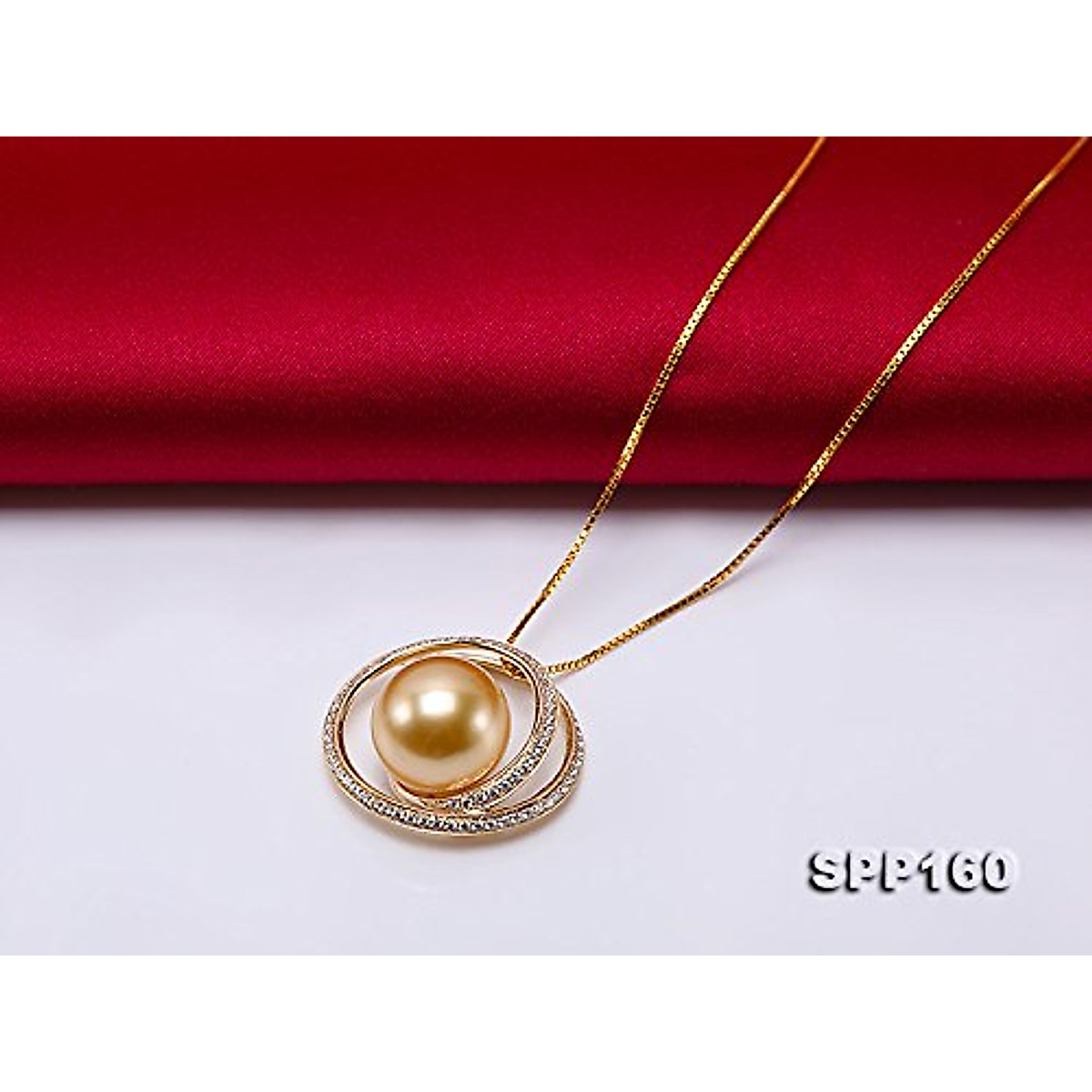 JYX Pearl 14K Gold Pendant AAA Quality Genuine 11.5mm Golden South Sea Pearl Pendant Necklace for Women
